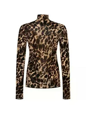 Marina Rinaldi Leopard-print High-neck Top