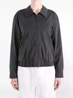 AMOMENTO Elasticated-hem Zip-up Bomber Jacket - Grey