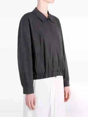 AMOMENTO Elasticated-hem Zip-up Bomber Jacket