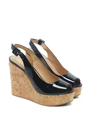 GIUSEPPE ZANOTTI Patent Leather Wedge Sandals