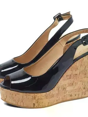 GIUSEPPE ZANOTTI Patent Leather Wedge Sandals