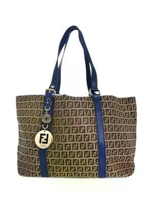 Fendi Zucchino Canvas Logo-charm Tote Bag