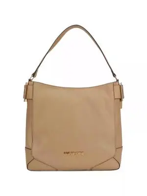 Moschino Logo-plaque Pebbled-effect Shoulder Bag - Neutrals