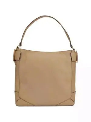 Moschino Logo-plaque Pebbled-effect Shoulder Bag - Neutrals
