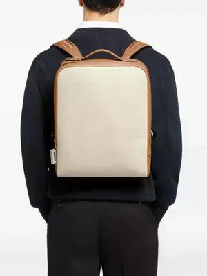 AVITEUR Cristallo Leather-trim Canvas Backpack - Neutrals