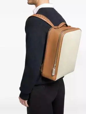 AVITEUR Cristallo Leather-trim Canvas Backpack