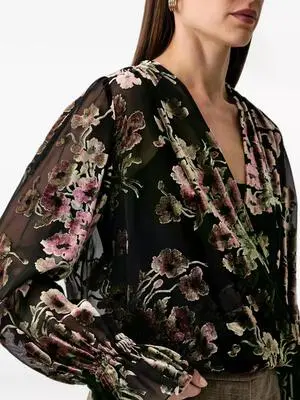 Luisa Spagnoli Lotty Floral-burnout Wrap Blouse