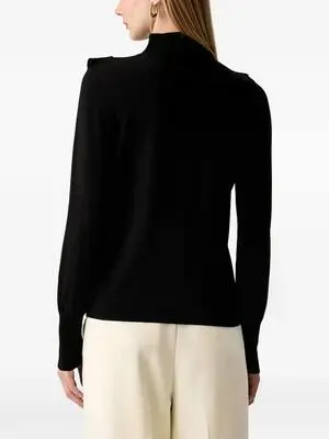 Luisa Spagnoli Maratea Ruffle-trimmed Button-up Sweater - Black