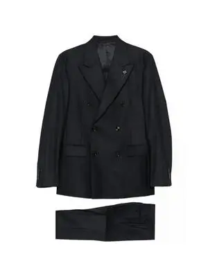 LARDINI Double-breasted Pinstripe Suit - Blue