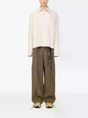 SONG FOR THE MUTE Pinstripe-pattern Cropped Shirt