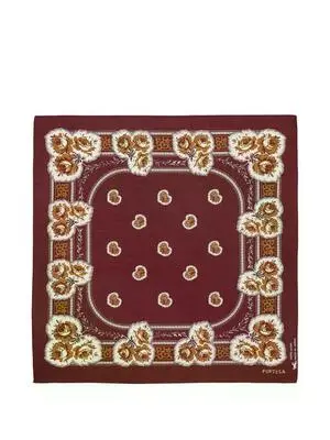 FORTELA Floral-print Geometric Bandana - Red