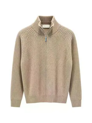 THE PULL Ribbed-knit Zip-up Sweater - Neutrals