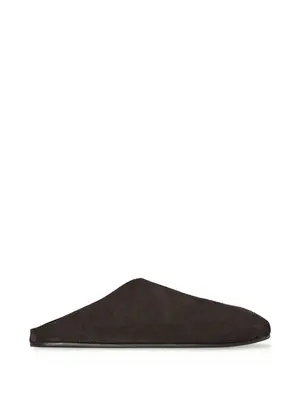 THE ROW Hudson Leather Slippers - Brown