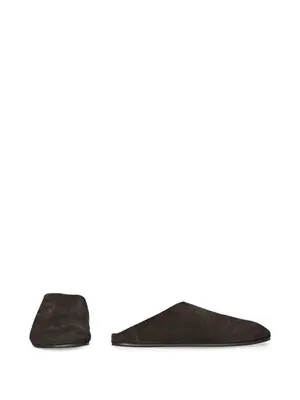 THE ROW Hudson Leather Slippers - Brown