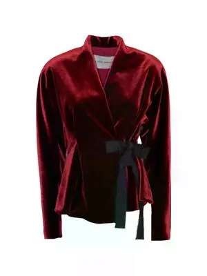 Alberta Ferretti Velvet Bow-detail Jacket - Red