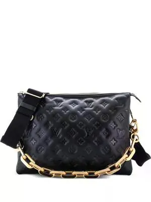 LOUIS VUITTON Coussin Bag Monogram Embossed Lambskin Mm Crossbody Bag Black