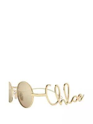 Chloé Logo-arm Round-frame Sunglasses - Gold