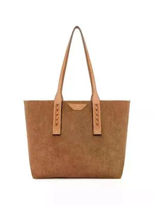 AVITEUR Easy Woven-handle Suede Tote Bag