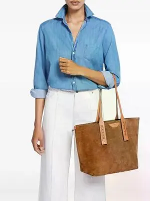 AVITEUR Easy Woven-handle Suede Tote Bag