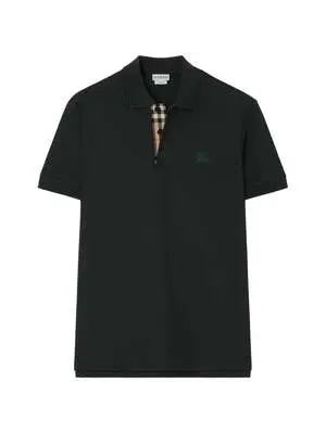 Burberry Short-sleeve Polo Shirt With Check Placket - Marsh