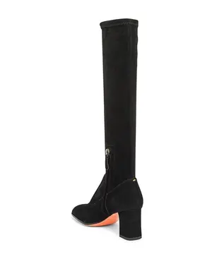 Santoni Knee-high Suede Boots - Black