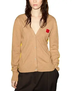 Max & Co. Giorno Cotton & Cashmere V Neck Cardigan - Camel