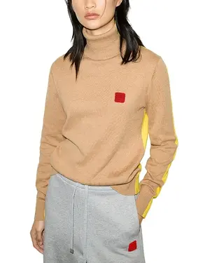 Max & Co. Quadro Cotton Blend Turtleneck Sweater - Camel