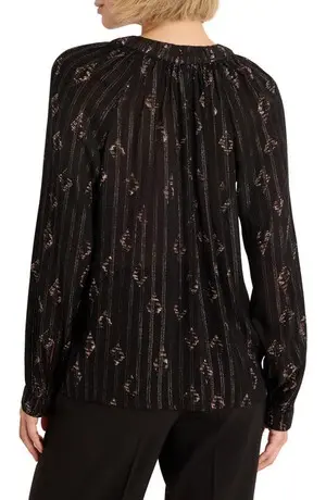NIC+ZOE Jacquard Stripe Diamond Lurex Peasant Top