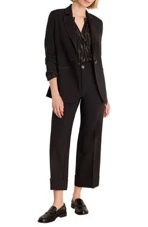NIC+ZOE Jacquard Stripe Diamond Lurex Peasant Top