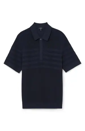 REISS Falklands Half Zip Textured Knit Polo Sweater