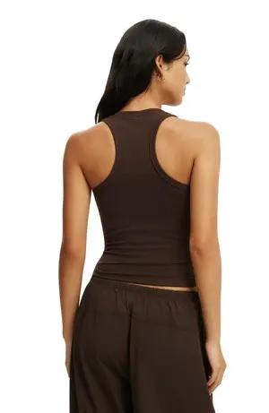 Cotton:on Active Ultra Soft Plunge Front Racer Tank - French Roast