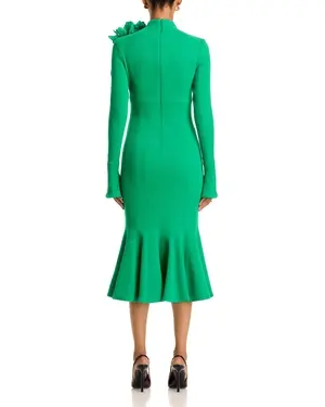 SERGIO HUDSON Tulip Wool Crepe Midi Dress