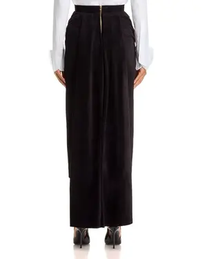 SERGIO HUDSON Suede Sash Midi Skirt