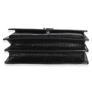 Saint Laurent Croc Embossed Calfskin Monogram Sunset Bag