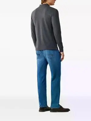 HACKETT  Logo-embroidered Long-sleeve Polo Shirt - Grey