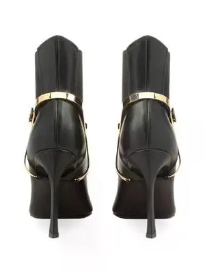 SERGIO ROSSI Spur Buckled Leather Ankle Boots