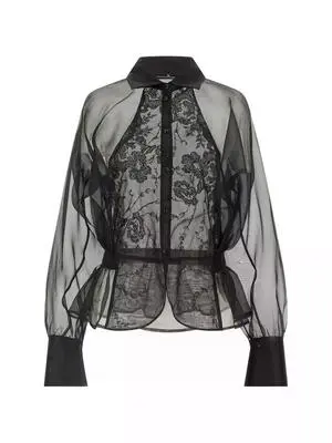 Ermanno Scervino Lace-panelled Peplum Shirt - Black