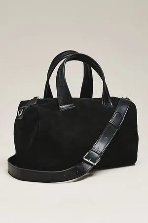 Anthropologie Suede Bowler Bag - Black