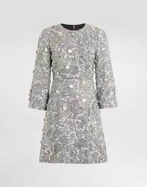 Dolce & Gabbana Floral Lamé Jacquard Dress With Embroidery