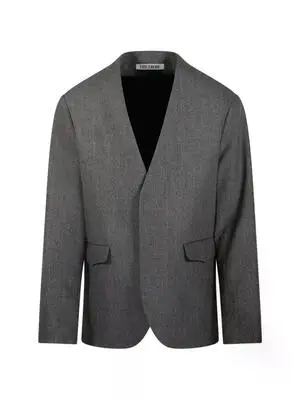 THE EROSE Collarless Virgin-wool Jacket - Grey
