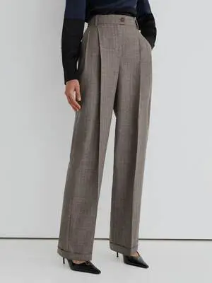 ATELIER Wool Wide-leg Double-pleat Trousers