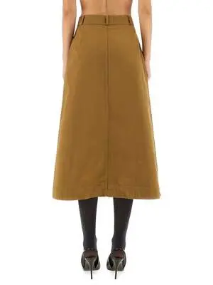 Saint Laurent Midi Skirt With Buttons - Cream