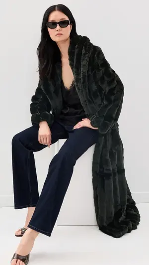 Bardot Marta Faux Fur Longline Coat