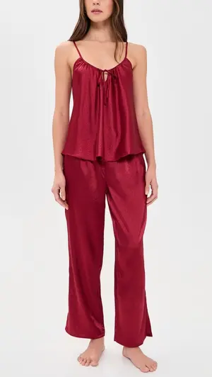 Flora Nikrooz Soild Dot Satin Jacquard Pajama Set