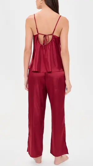 Flora Nikrooz Soild Dot Satin Jacquard Pajama Set