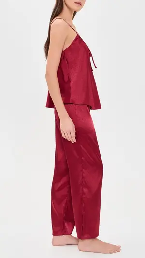 Flora Nikrooz Soild Dot Satin Jacquard Pajama Set