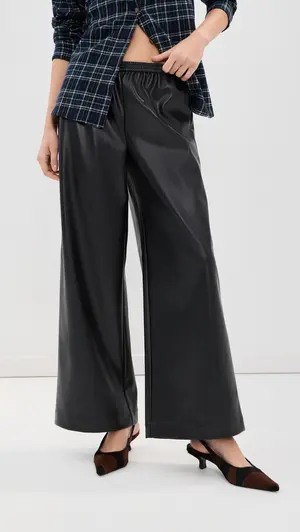 LE BOP Margot Faux Leather Pants - Black