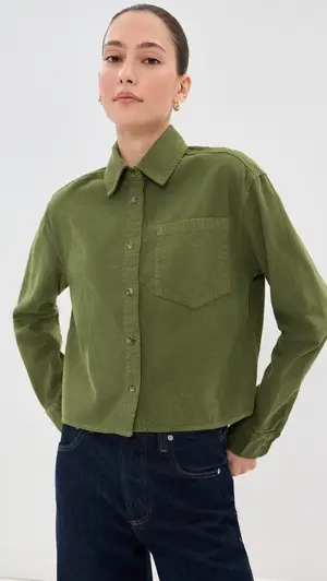 LE BOP Collins Corduroy Button Down - Olive