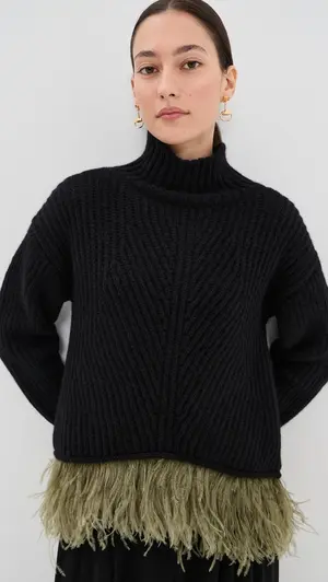 La DoubleJ High Kick Sweater With Feathers