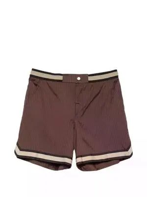 CHE Baller Pinstripe Swim Shorts - Brown